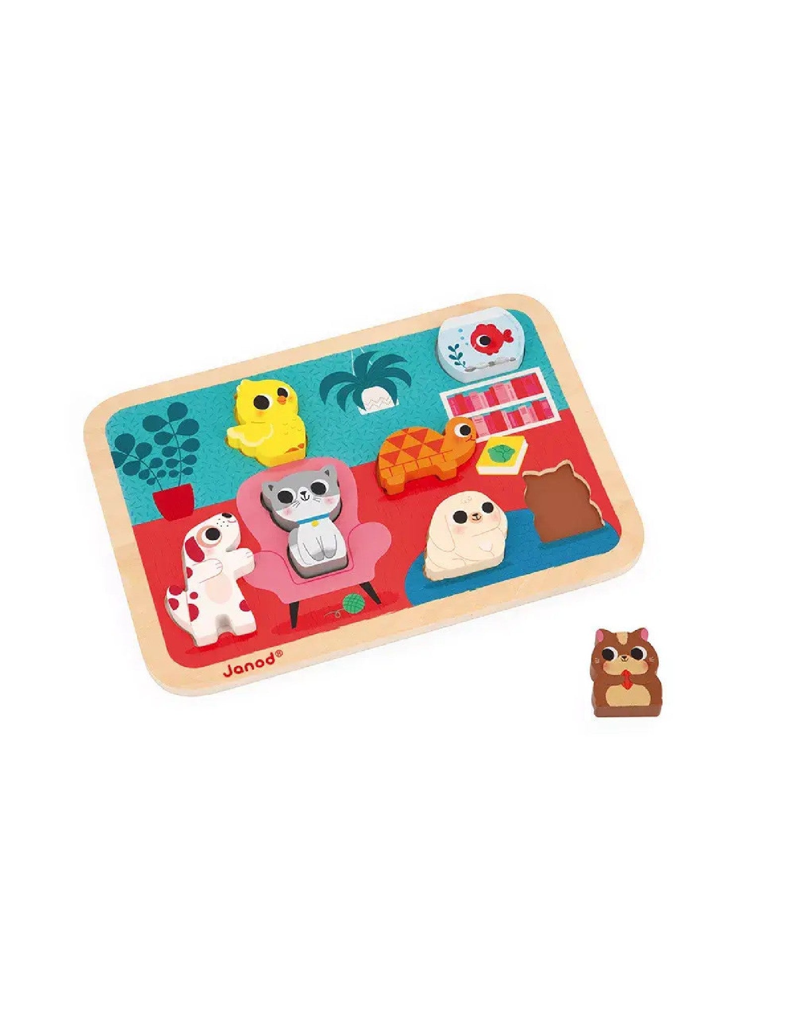 Casse tête en bois chunky - Les animaux domestiques - 7 pièces - Janod ...